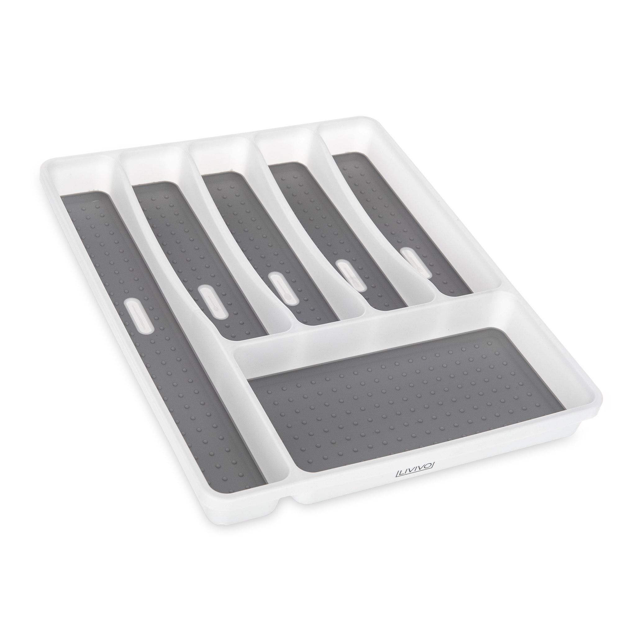 6 COMPARTMENT CUTLERY TRAY RACK HOLDER DRAWER INSERT TIDY STORAGE WHITE ...